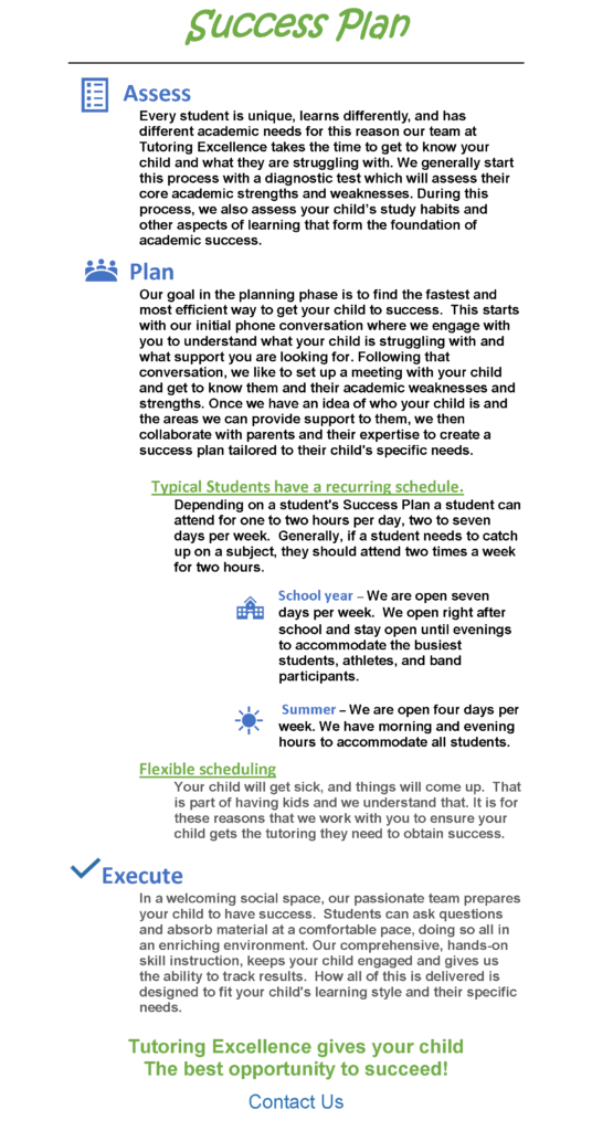 Success Plan - Tutoring Excellence